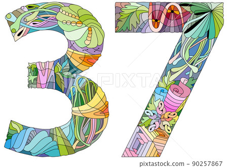 37 number vintage font. Engraving design.... - Stock Illustration ...