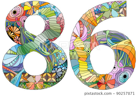 86 number vintage font. Engraving design.... - Stock Illustration ...