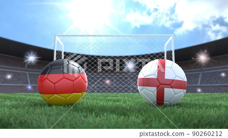 Two soccer balls in flags colors on stadium...-插圖素材 [90260212] - PIXTA圖庫
