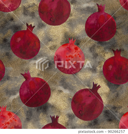 Hand painted texture with pomegranates on... - Stock Illustration ...