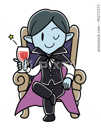Illustration of a vampire sitting with a wine... - Stock Illustration ...