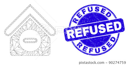 Blue Scratched Refused Stamp Seal and Web Mesh... - Stock Illustration ...