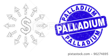 Blue Grunge Palladium Stamp and Web Mesh Dollar... - Stock Illustration ...