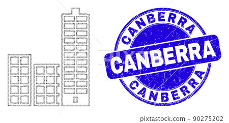 Blue Grunge Canberra Stamp Seal and Web Mesh... - Stock Illustration ...