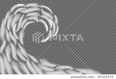 White feathers wave vector realistic illustration - Stock Illustration [90302544] - PIXTA