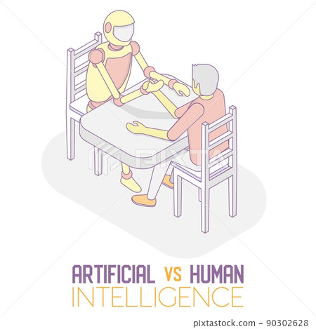 AI vs human concept vector isometric illustration - Stock Illustration ...