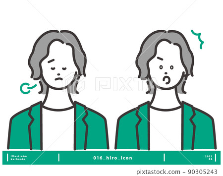 Sigh and surprised facial expression Male image... - Stock Illustration ...