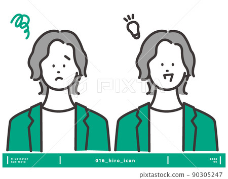 Troublesome and inspirational facial expression... - Stock Illustration ...