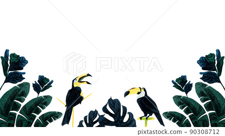 Toucan tropical frame illustration - Stock Illustration [90308712] - PIXTA