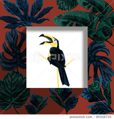Toucan tropical frame illustration - Stock Illustration [90308720] - PIXTA