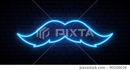 Neon mustache sign. - Stock Illustration [90309036] - PIXTA