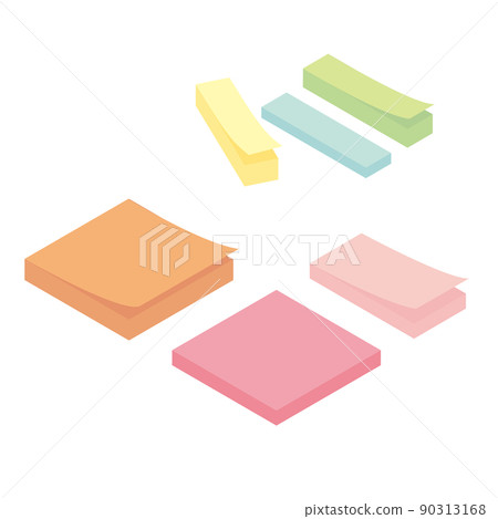 Isometric illustrations of colorful sticky notes - Stock Illustration ...
