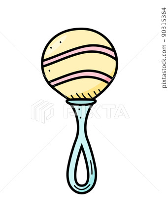 Baby rattle cartoon doodle style. Vector... - Stock Illustration ...