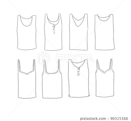 Sleeveless line drawing illustration set - Stock Illustration [90315388 ...