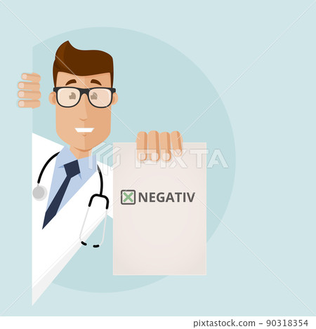 A doctor in a white coat holds the test result.... - Stock Illustration ...