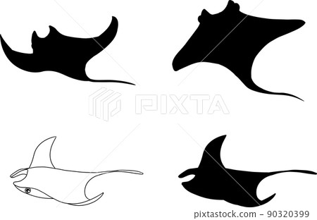 Cute ray silhouette - Stock Illustration [90320399] - PIXTA