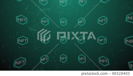 Image of nft text in neon hexagons over white... - Stock Illustration ...