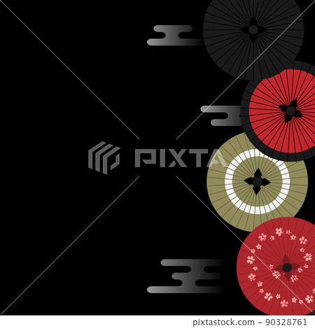 Japanese umbrella background square black - Stock Illustration ...