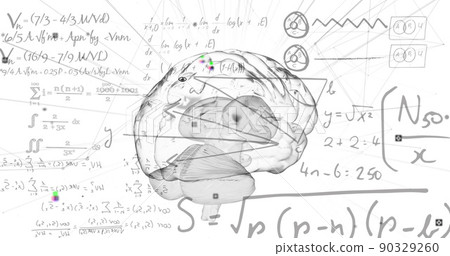 Image of digital brain and mathematical... - Stock Illustration ...