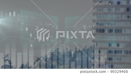 Image of data processing over cityscape-插圖素材 [90329408] - PIXTA圖庫