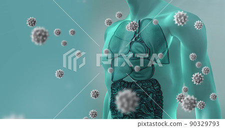 Image of falling viruses cells over human body... - Stock Illustration ...