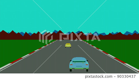 Image of image game screen with cars racing on... - Stock Illustration ...
