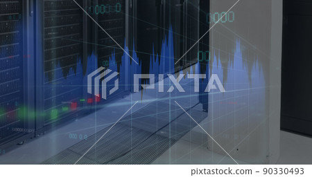 Image of data processing over server room - Stock Illustration ...