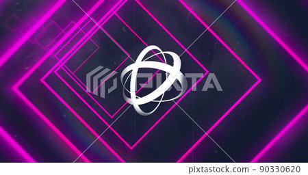 Image of pink neon geometrical shapes over... - Stock Illustration ...