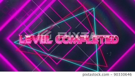 Image of pink neon geometrical shapes over... - Stock Illustration ...
