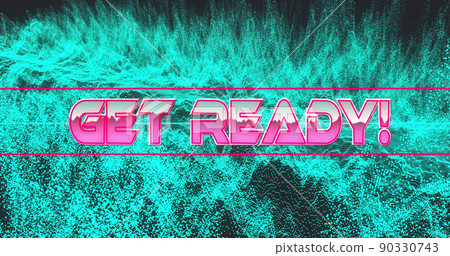 Image of get ready and green waves on black... - Stock Illustration ...