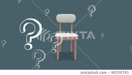 Image of falling question masks over chair - Stock Illustration ...