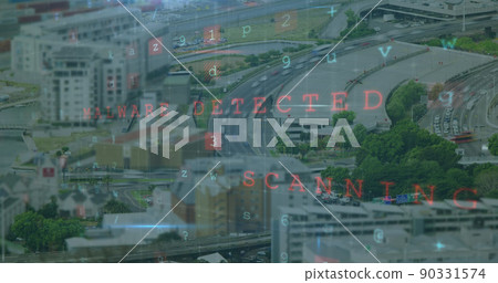 Image of data processing over cityscape - Stock Illustration [90331574 ...