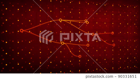 Image of network of connection with red and... - Stock Illustration ...