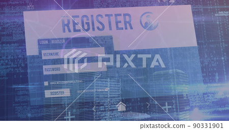 Image of register card, icons and data... - Stock Illustration ...