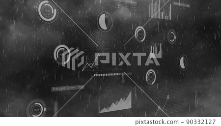 Image of data processing over clouds - Stock Illustration [90332127 ...