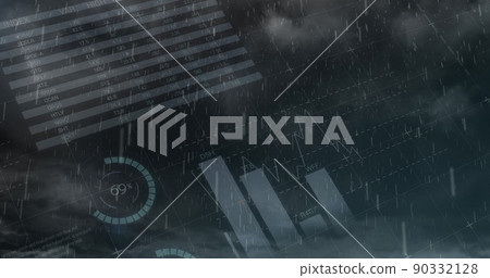 Image of data processing over clouds - Stock Illustration [90332128 ...