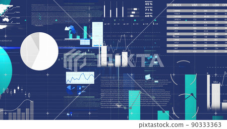 Image of data processing over navy background - Stock Illustration ...
