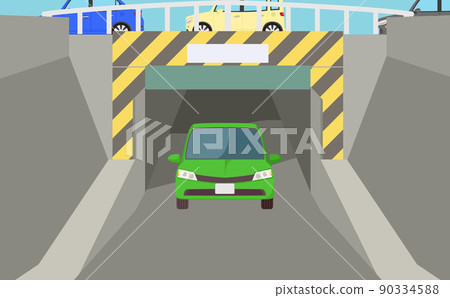 Cars passing underpass - Stock Illustration [90334588] - PIXTA