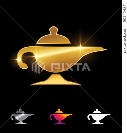 Golden Magic Lamp Vector Sign - Stock Illustration [90345427] - PIXTA