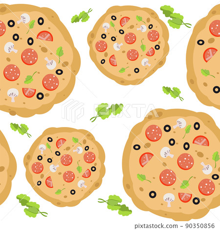Pizza elements with tomatoes, peppers and herbs... - Stock Illustration ...