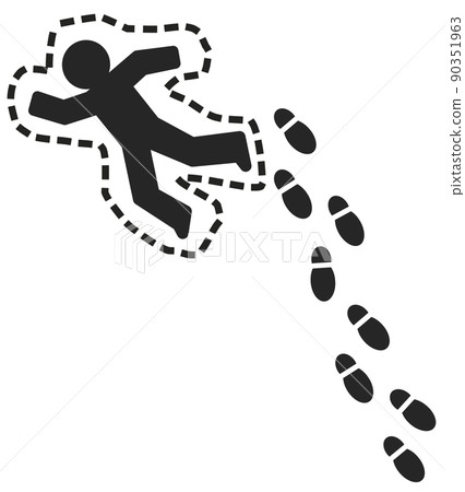 Footprints of a person escaping from a fallen... - Stock Illustration ...