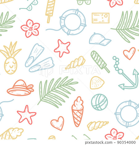 Summer seamless colorful doodle pattern.... - Stock Illustration ...