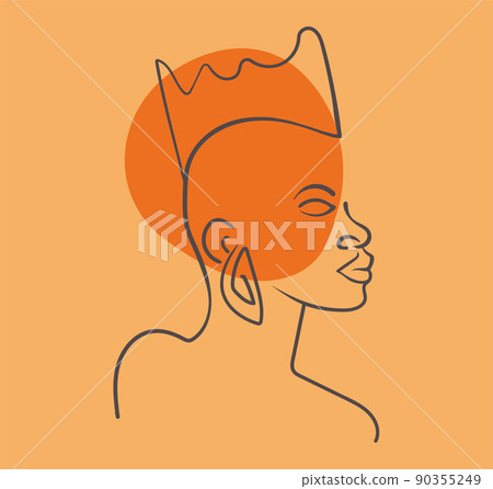 Outline portrait of beautiful African tribal woman - Stock Illustration ...