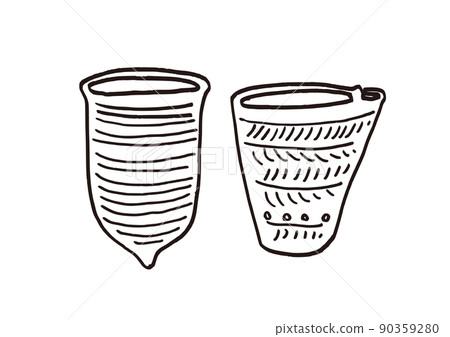 Simple illustration line drawing Jomon Yayoi... - Stock Illustration ...