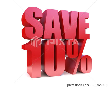 save 10% 3d text symbol. 3d rendering on white... - Stock Illustration ...