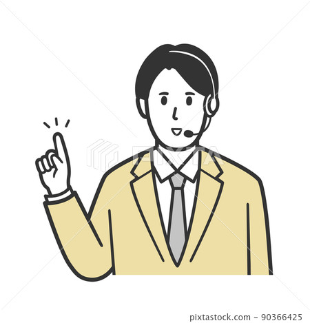 Call center operator with a finger - Stock Illustration [90366425] - PIXTA