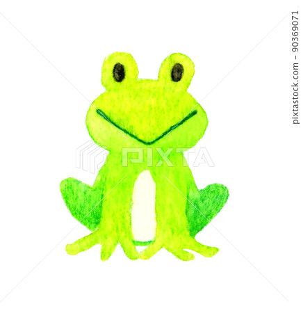 Cute deformed illustration of frog Hand-painted... - Stock Illustration ...