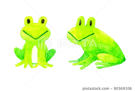 Set of 2 cute deformed illustrations of frogs... - Stock Illustration ...