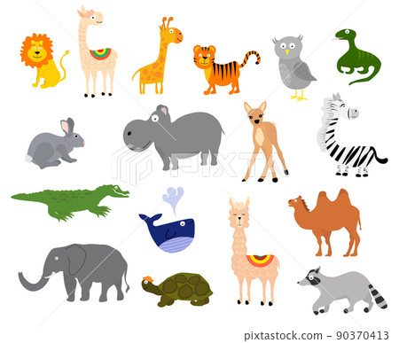 Collection of different animals. Vector set -... - Stock Illustration ...