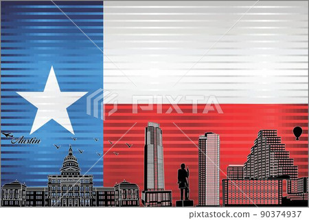 Austin city skyline with flag of Texas on... - Stock Illustration ...
